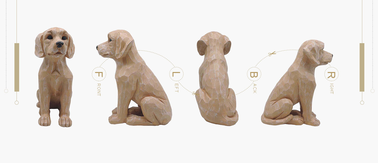 Light Brown Retriever Statue Retro Detail Sculpture Resin Dog Figurine...